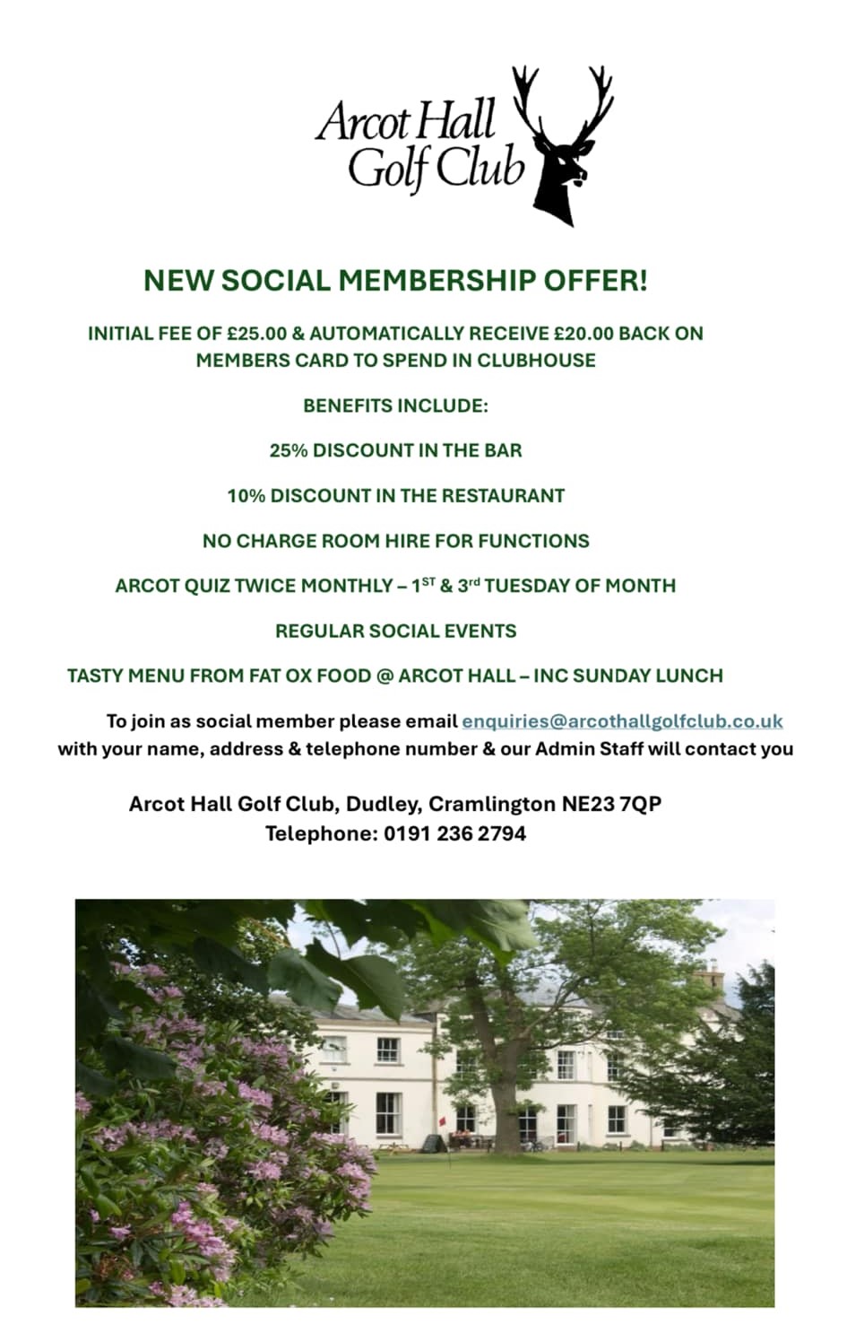 Membership - Arcot Hall Golf Club